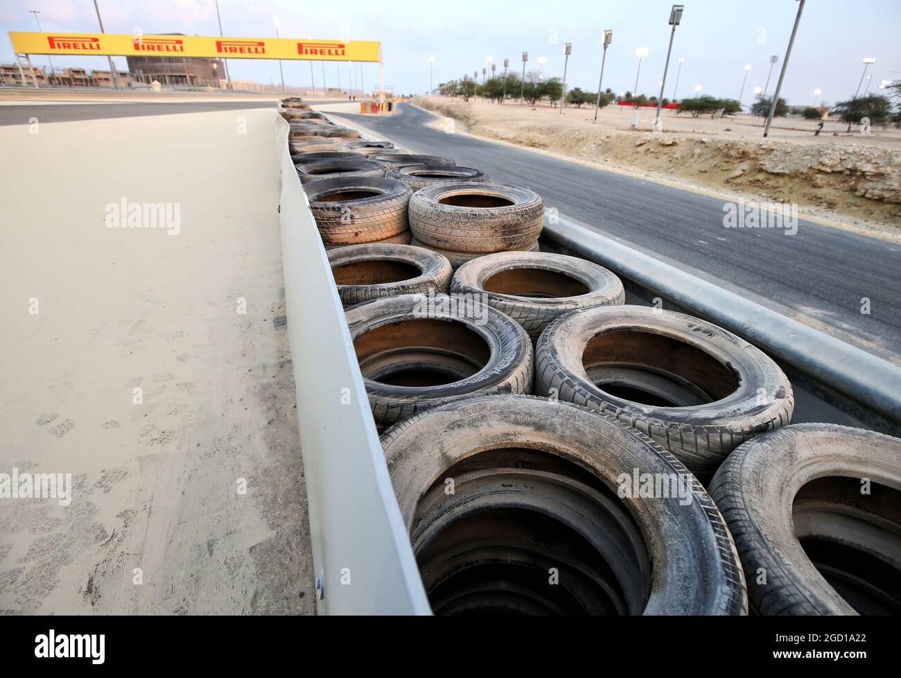 The armco barrier between turns 4 and 5 has two layers of tyres with a ...