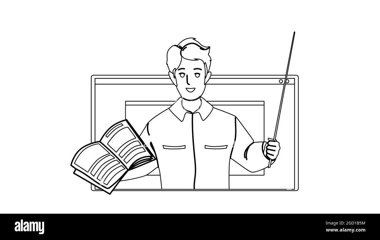 Teacher Explain Subject Theme From Laptop Vector Stock Vector Image ...