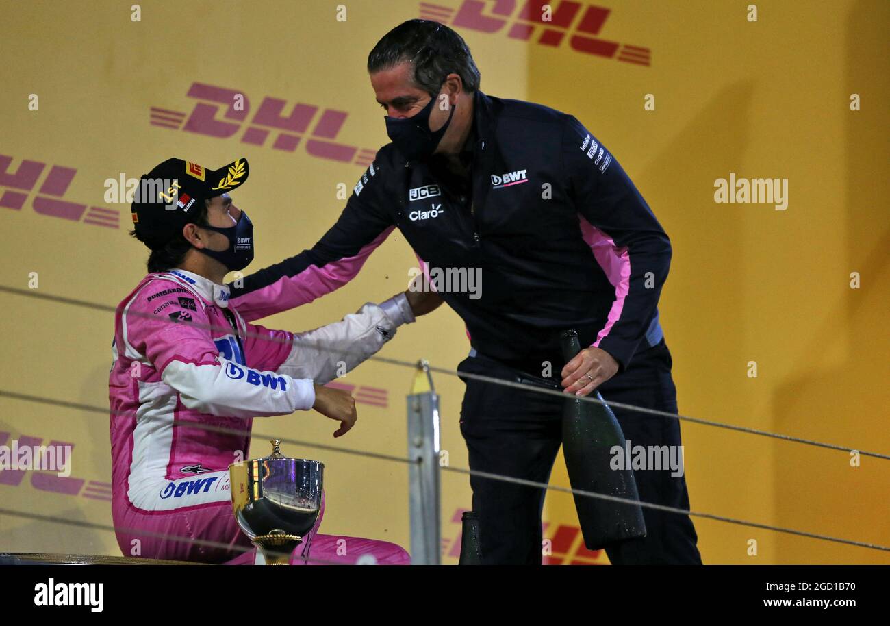 Racing point f1 team celebrates on podium andy stevenson hi-res stock ...