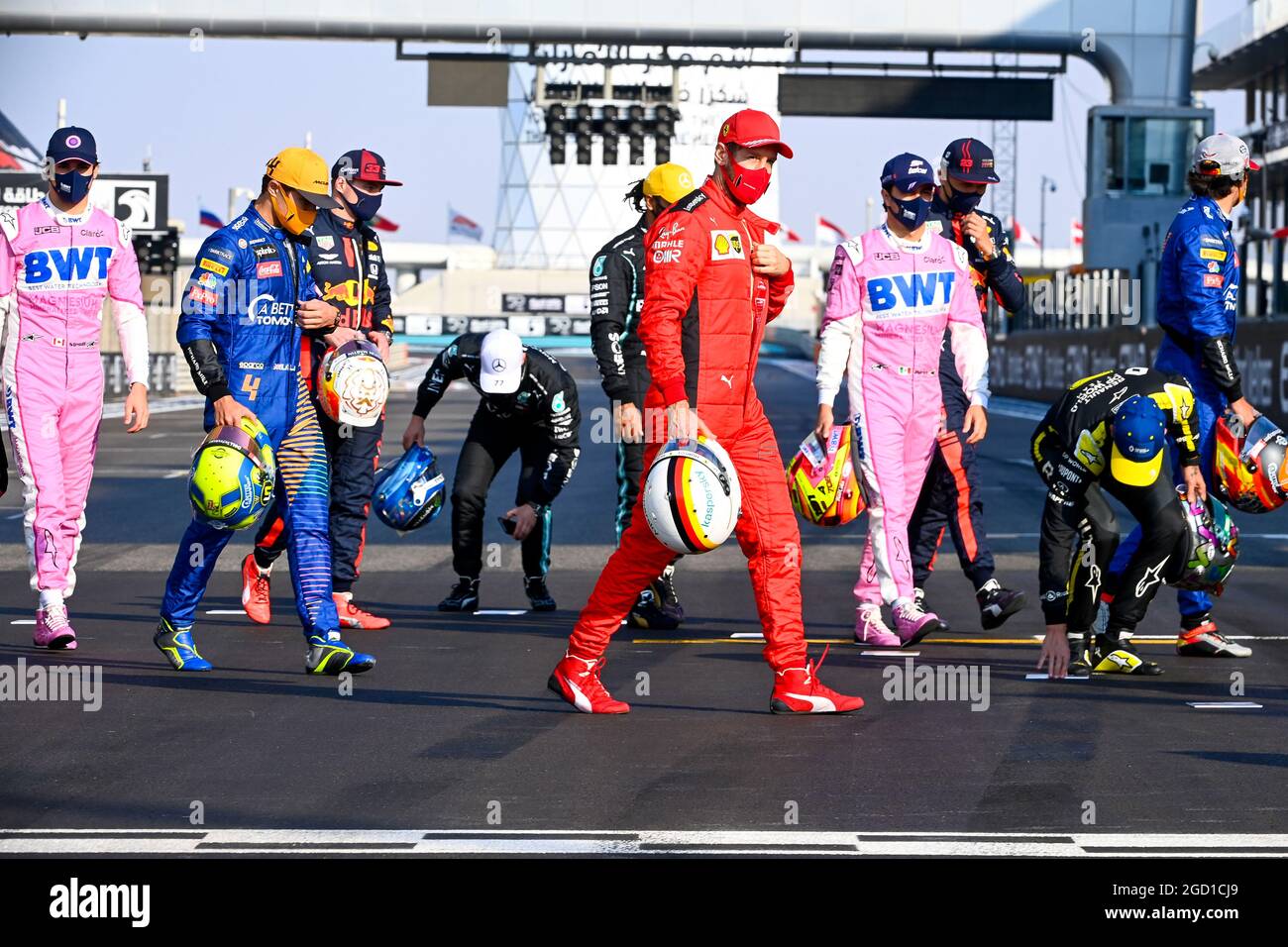 Sebastian Vettel (GER) Ferrari at the drivers' end of season group ...