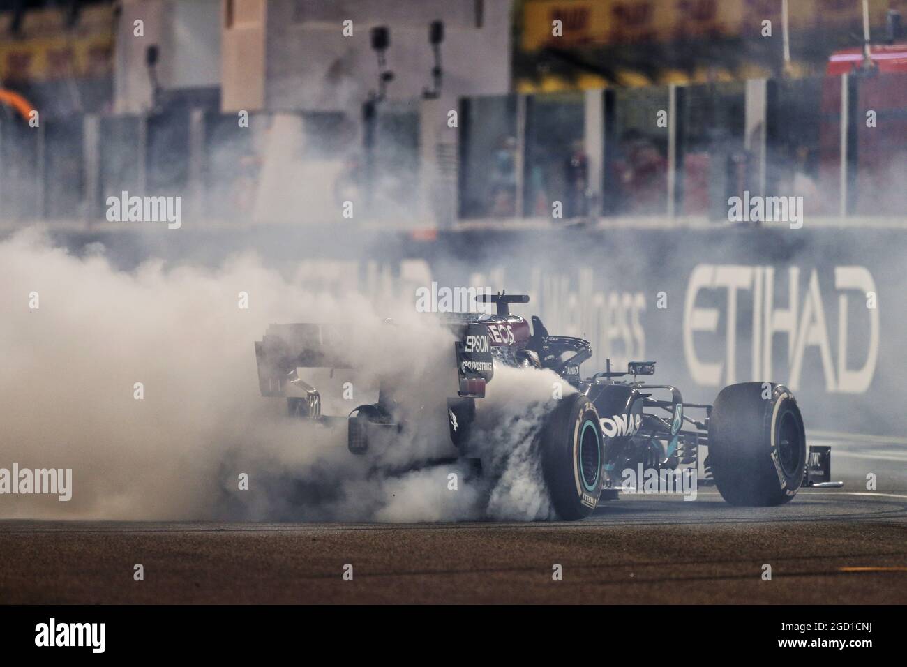 Mercedes amg f1 w11 doughnuts at end of race hi-res stock photography ...