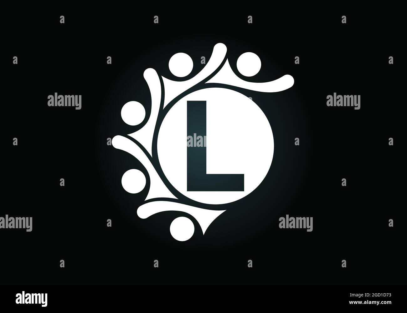 Initial L monogram alphabet with connecting people. Team, cooperation ...