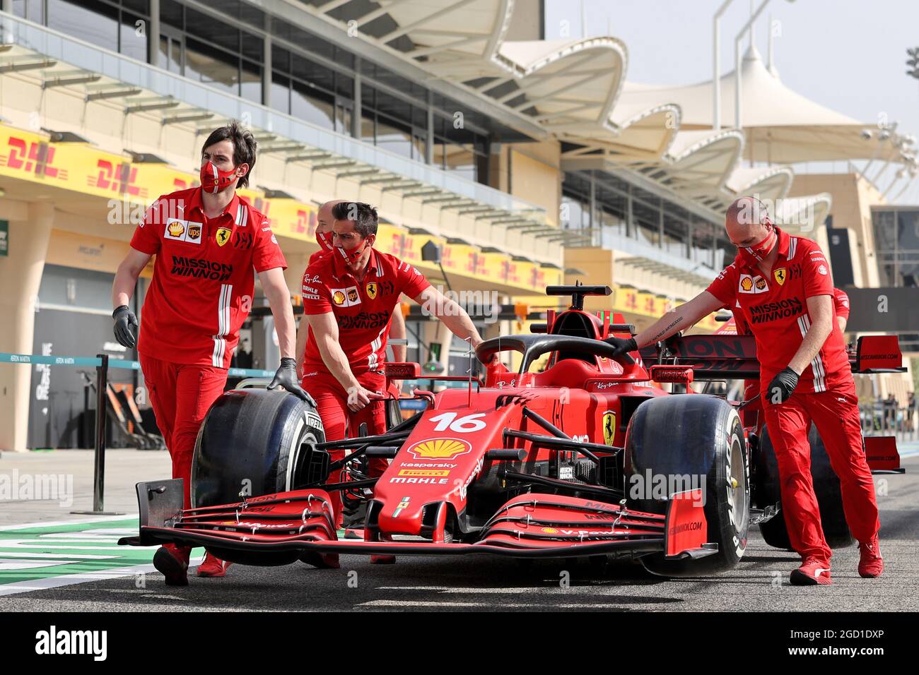 Ferrari SF-21 pushed down the pit lane. Bahrain Grand Prix, Thursday ...