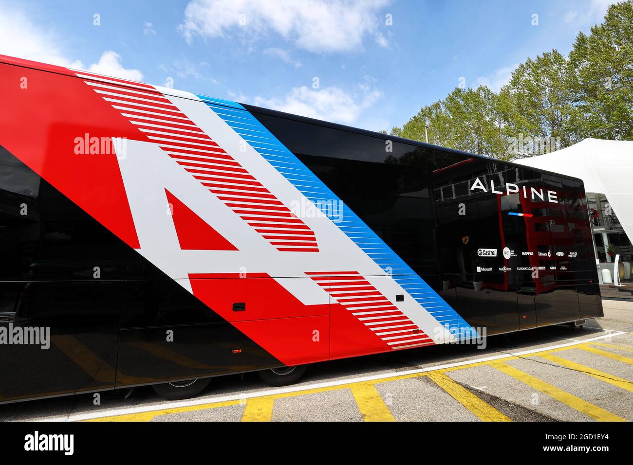 Alpine F1 Team truck in the paddock. Emilia Romagna Grand Prix ...