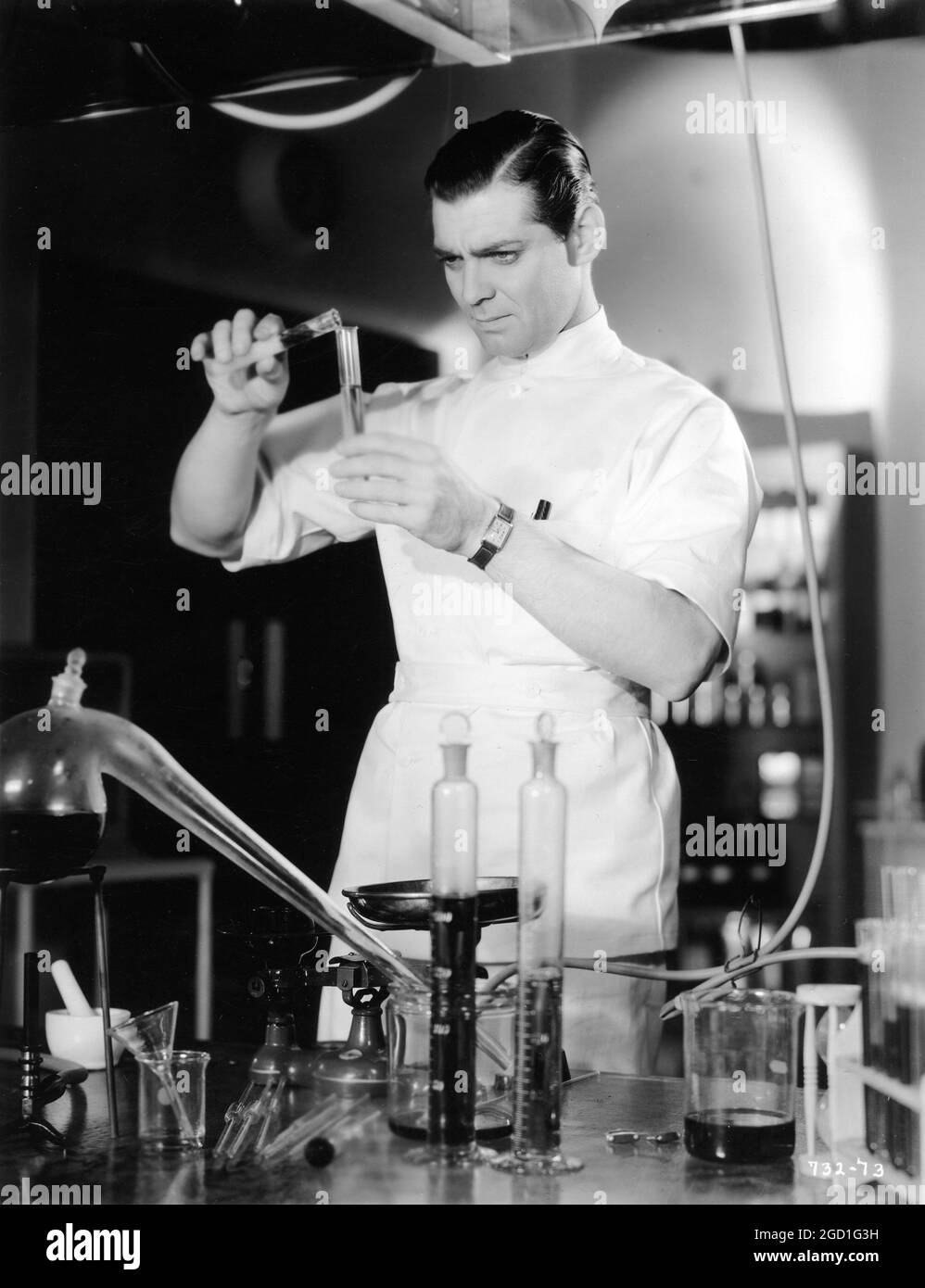 CLARK GABLE with Laboratory Test Tube wearing Cartier Watch in MEN IN ...