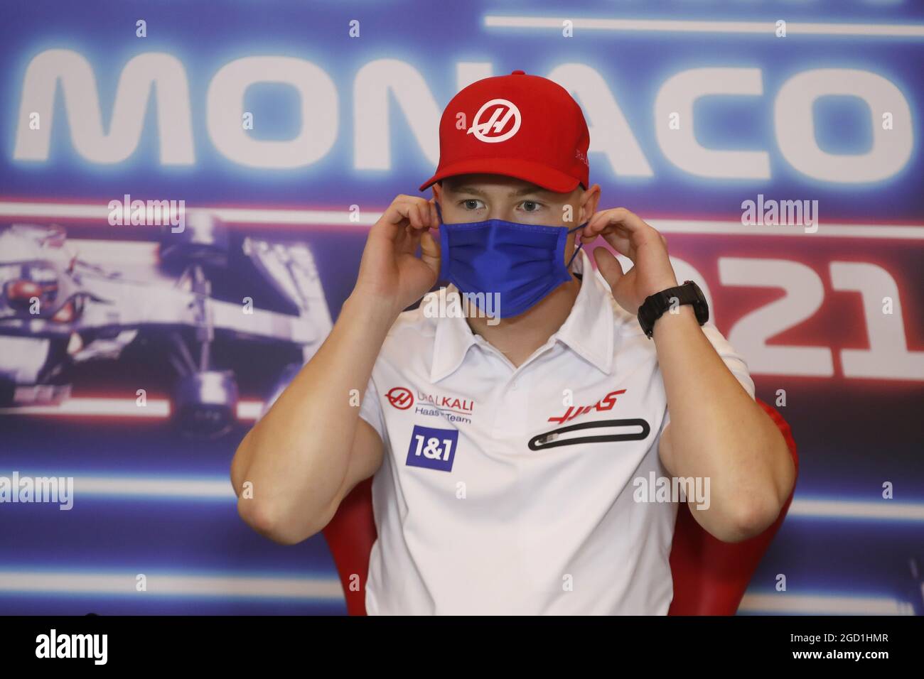 Nikita Mazepin (RUS) Haas F1 Team in the FIA Press Conference. Monaco ...