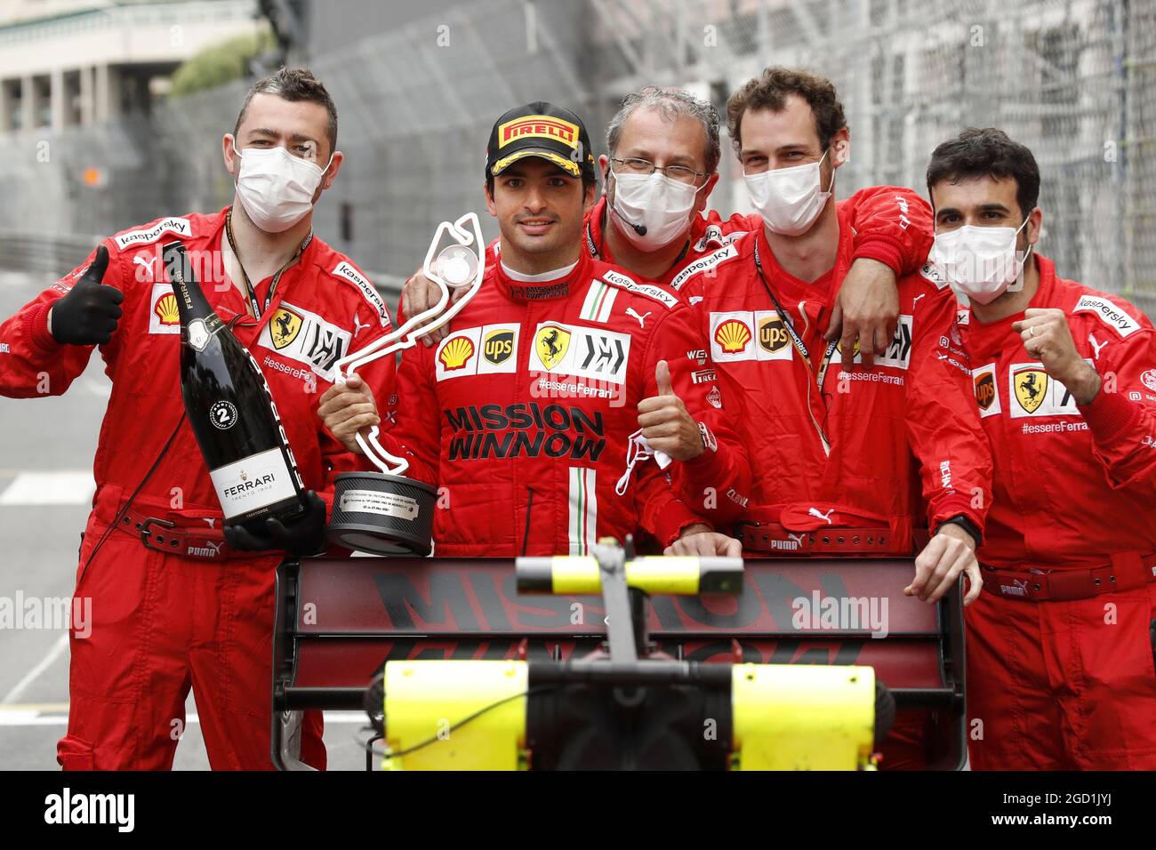 Carlos Sainz Jr (ESP) Ferrari SF-21 celebrates his third position in ...