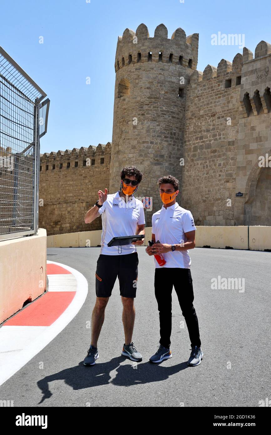 Lando Norris (GBR) McLaren walks the circuit with the team. Azerbaijan ...