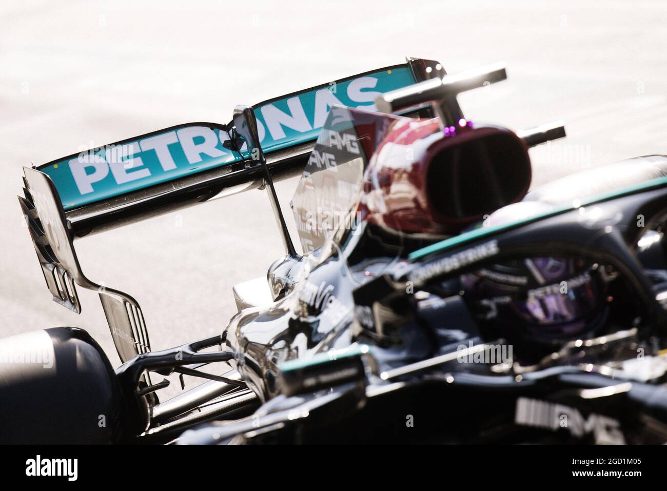 Lewis Hamilton (GBR) Mercedes AMG F1 W12 - rear wing with dots to ...