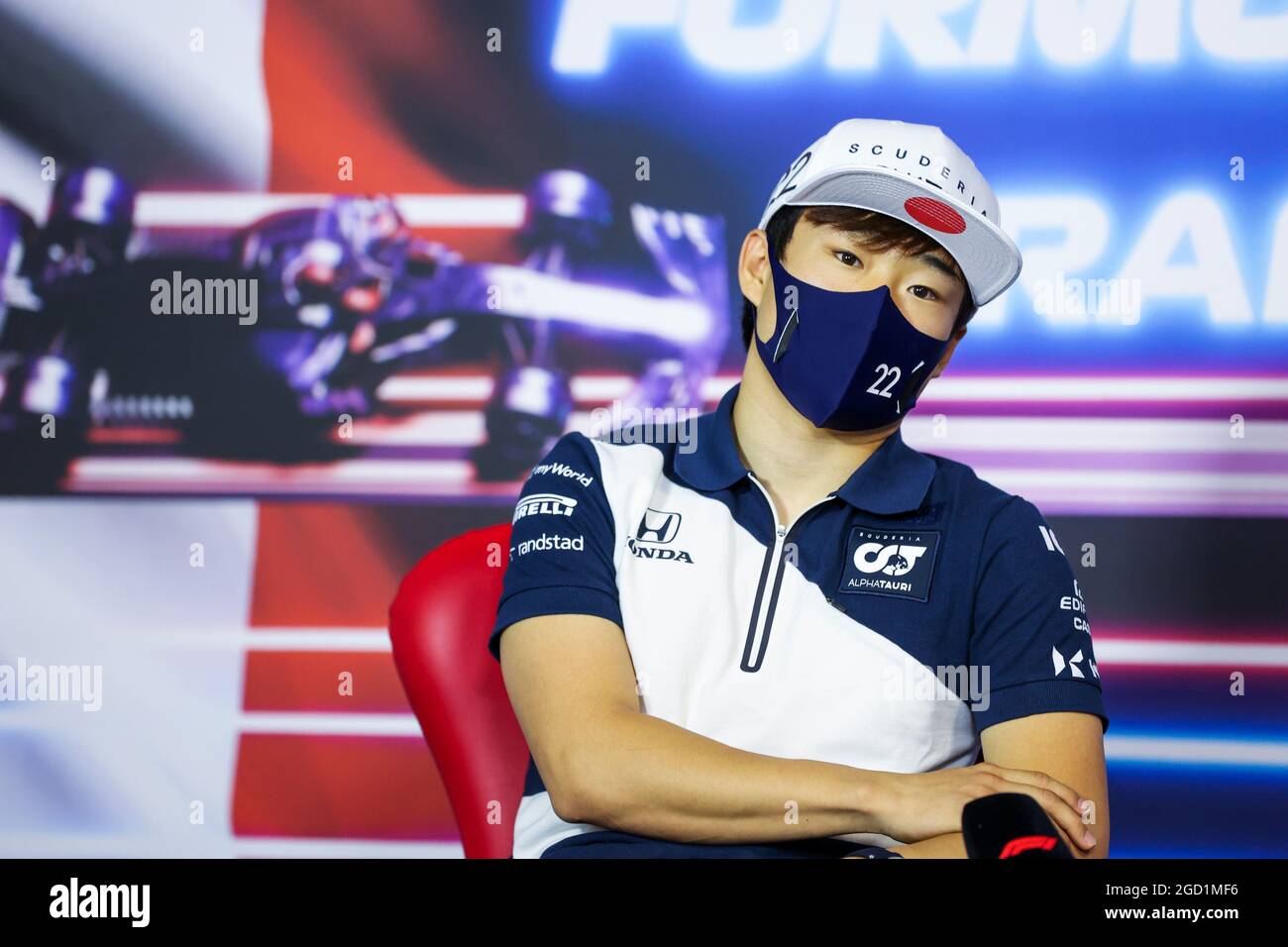 Yuki Tsunoda (JPN) AlphaTauri in the FIA Press Conference. French Grand Prix, Thursday 17th June ...