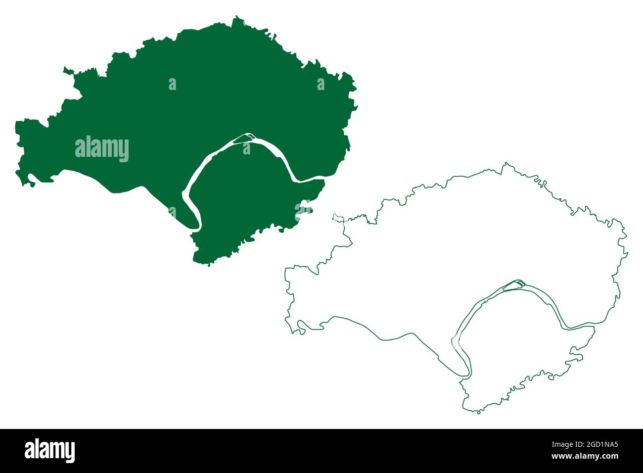 Ghazipur district (Uttar Pradesh State, Republic of India) map vector ...