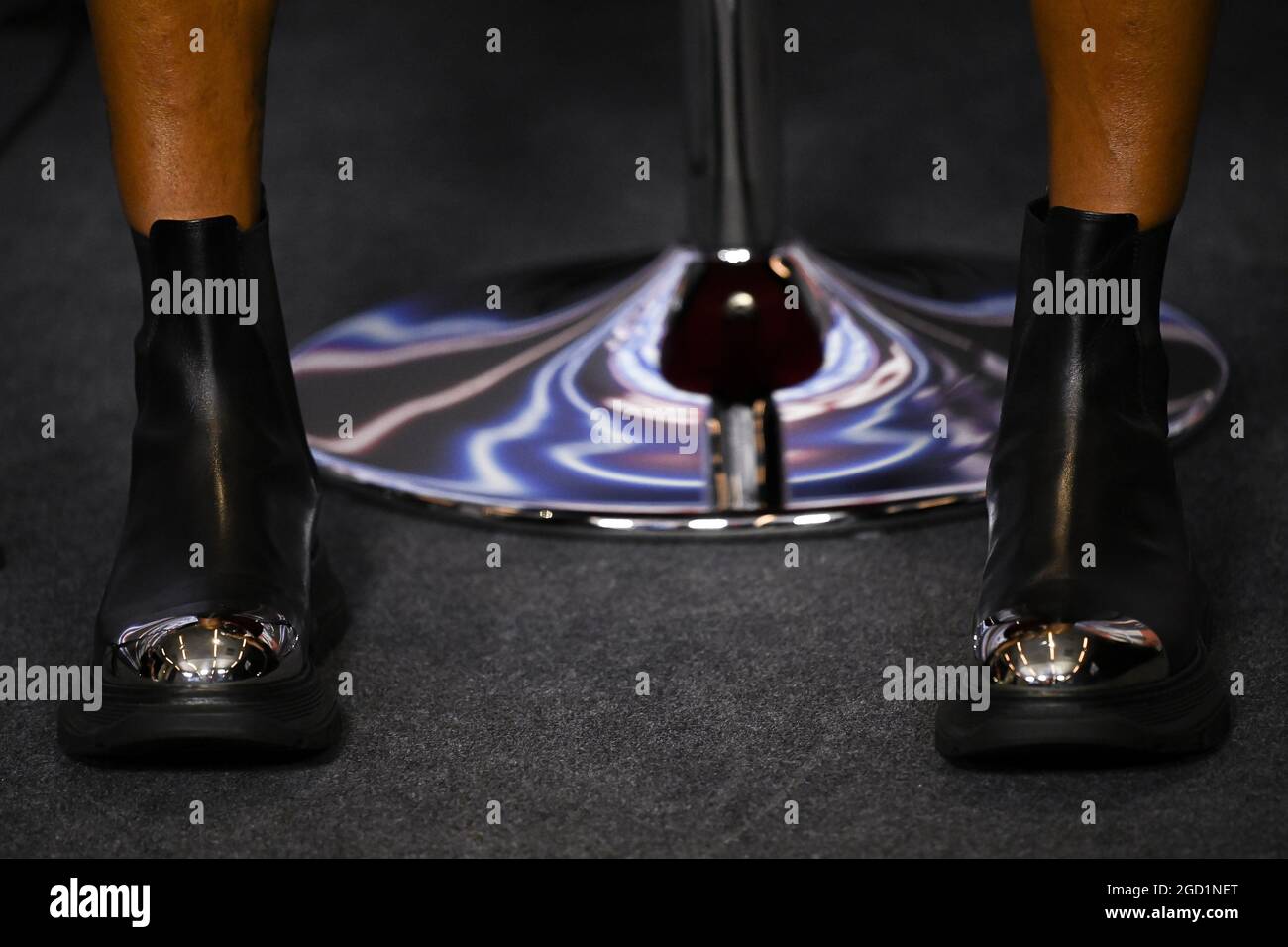 Lewis Hamilton (GBR) Mercedes AMG F1 in the FIA Press Conference ...