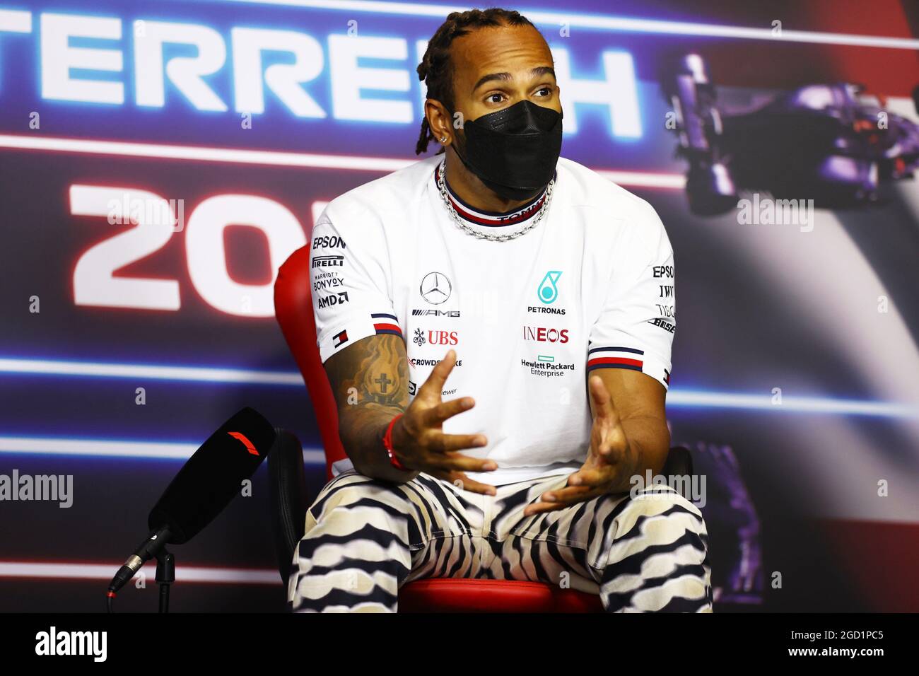 Lewis Hamilton (GBR) Mercedes AMG F1 in the FIA Press Conference ...