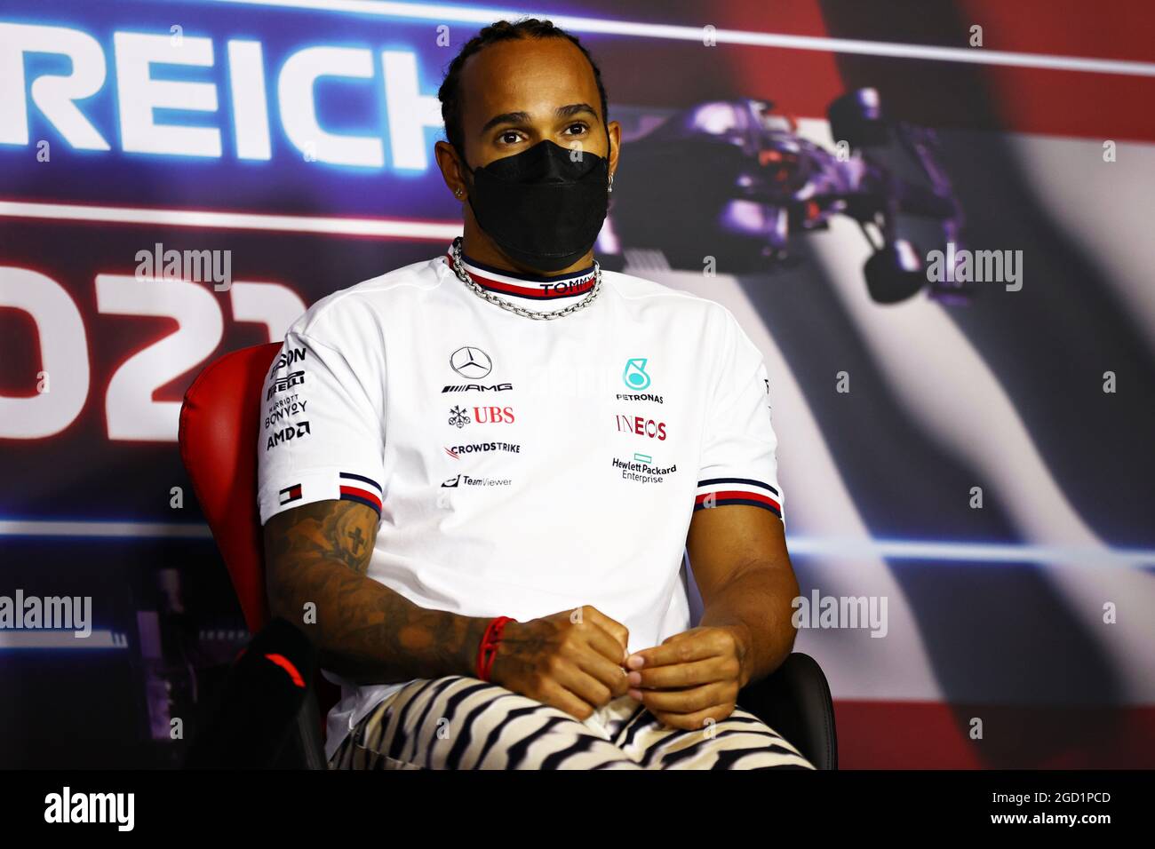 Lewis Hamilton (GBR) Mercedes AMG F1 in the FIA Press Conference ...