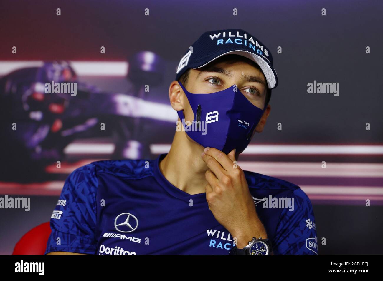 George Russell (GBR) Williams Racing in the FIA Press Conference ...