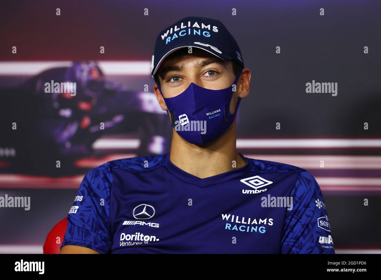 George Russell (GBR) Williams Racing in the FIA Press Conference ...