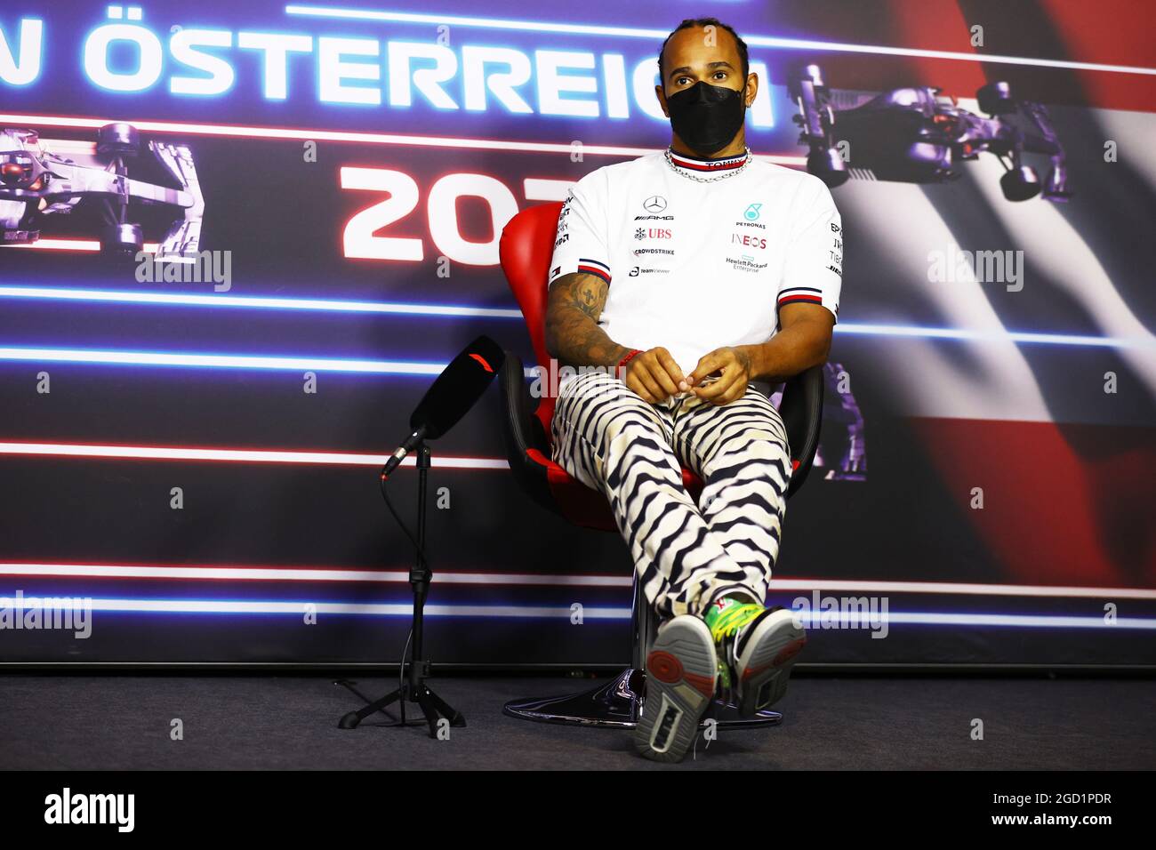 Lewis Hamilton (GBR) Mercedes AMG F1 in the FIA Press Conference ...