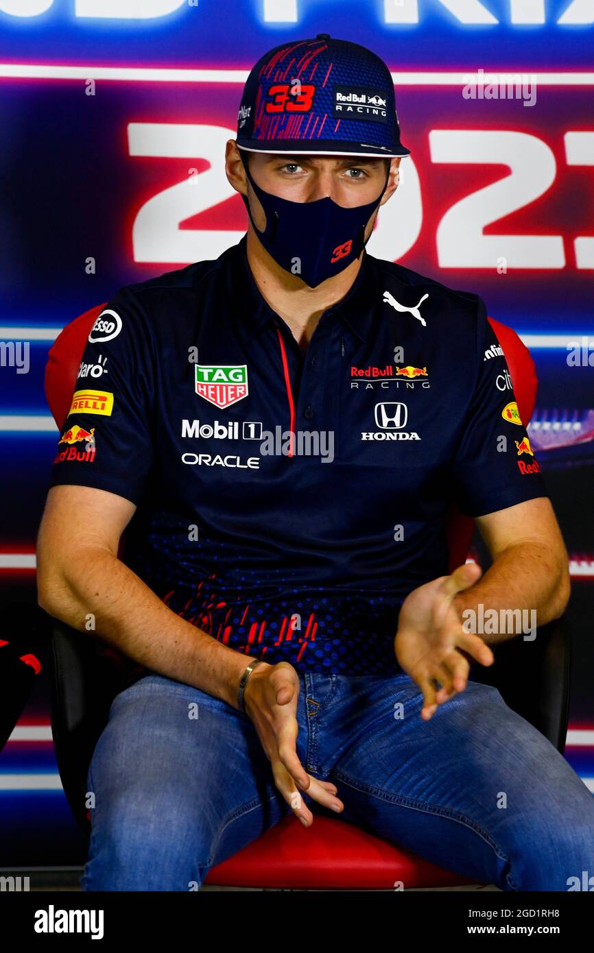 Max Verstappen (NLD) Red Bull Racing in the FIA Press Conference ...