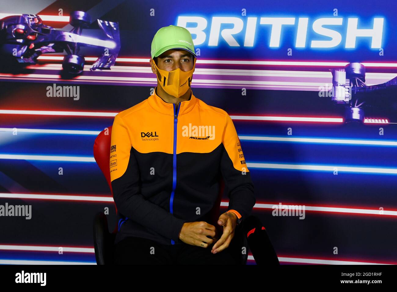 Daniel Ricciardo (AUS) McLaren in the FIA Press Conference. British ...