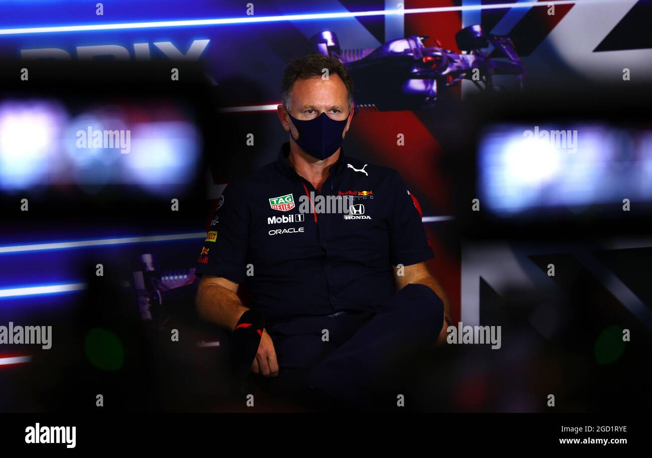 Christian Horner (GBR) Red Bull Racing Team Principal in the FIA Press Conference. British Grand ...