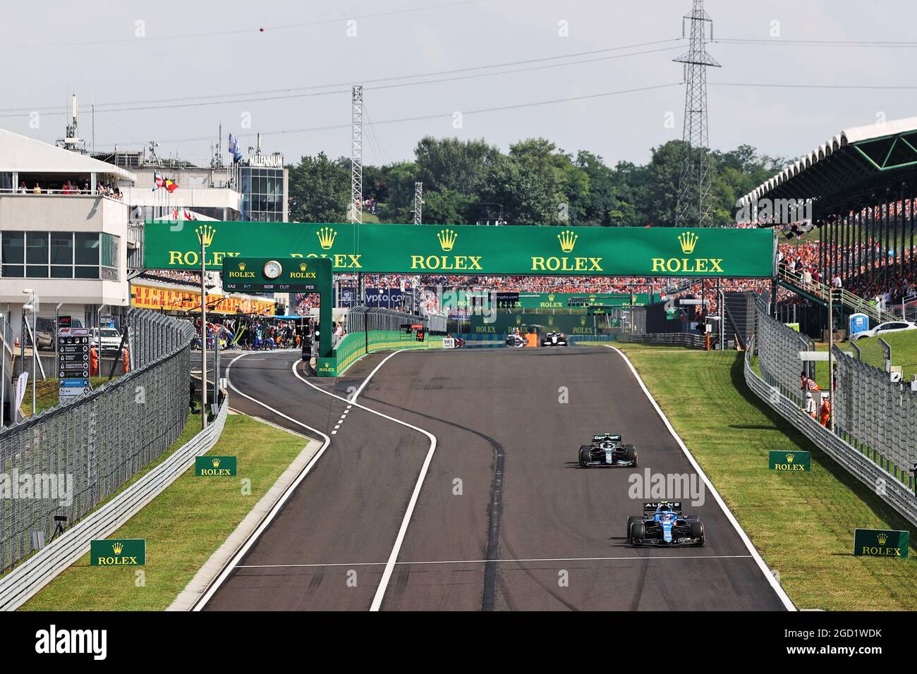 Esteban Ocon (FRA) Alpine F1 Team A521 leads the race. Hungarian Grand ...