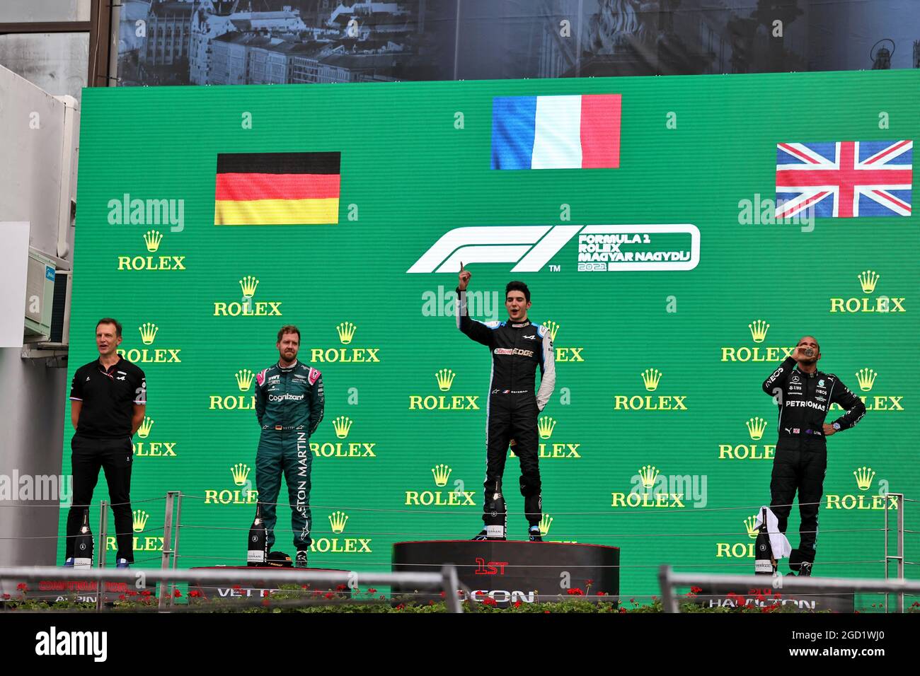 The podium (L to R): Laurent Rossi (FRA) Alpine Chief Executive Officer ...