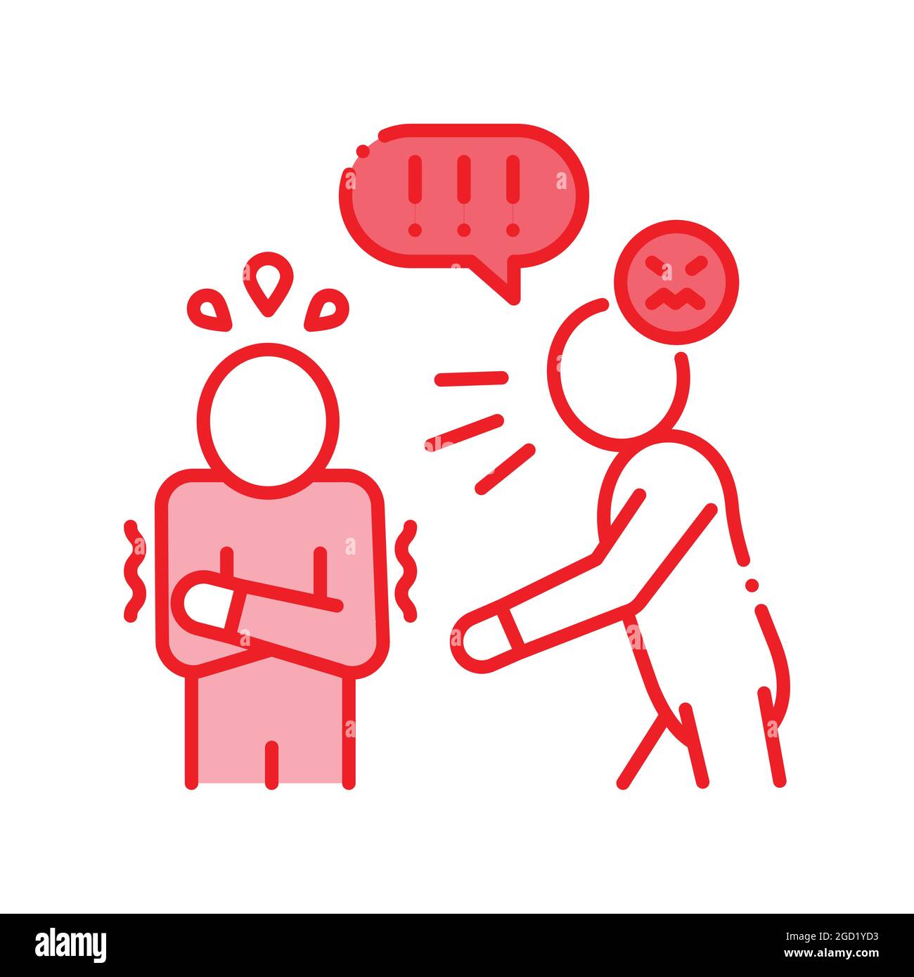 Intimidation black line icon. Verbal bullying. Harassment, and violence ...