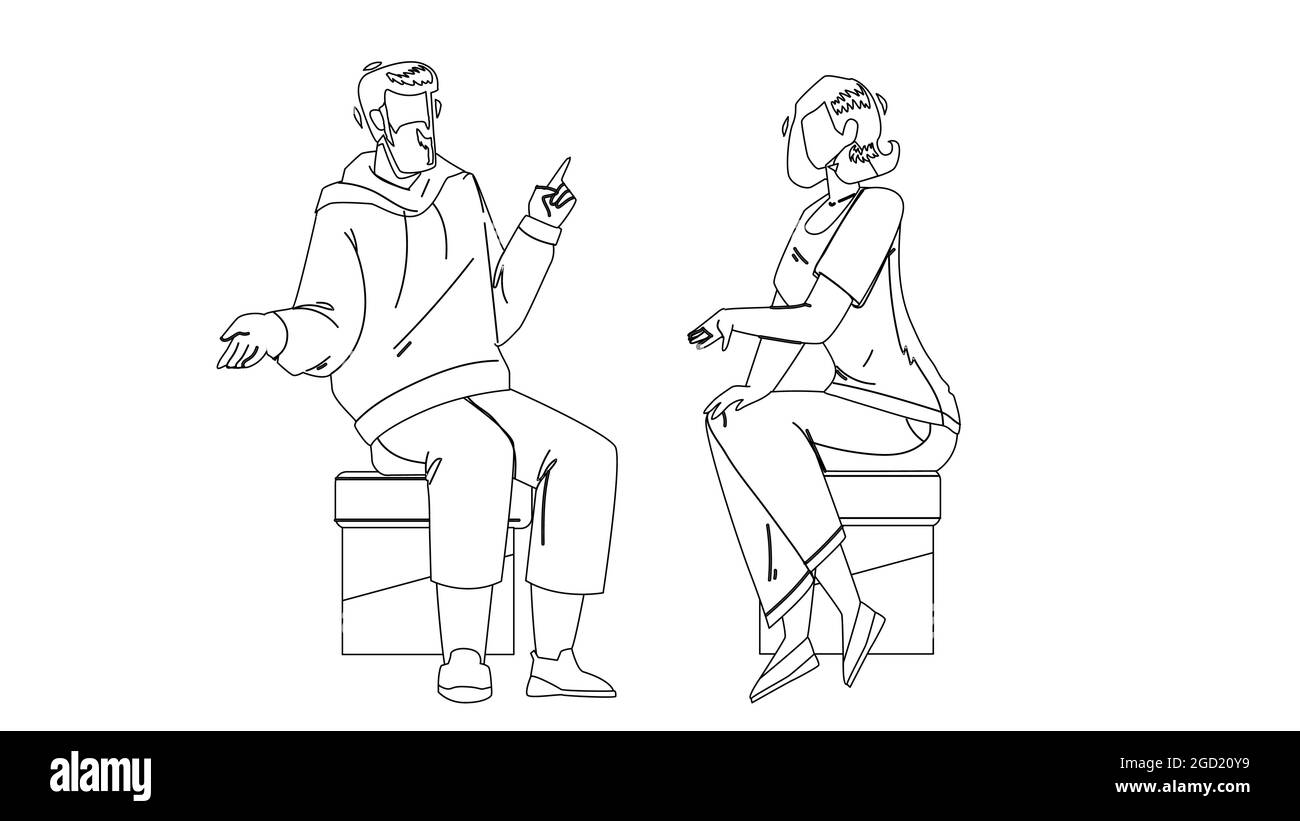 Conversation Between Young Man And Woman Vector Stock Vector Image ...