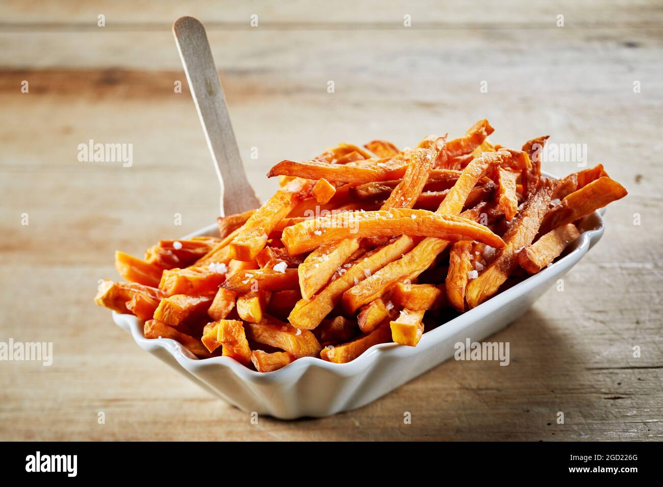 Tasty French fries with condiment and eco friendly Stock Photo - Alamy