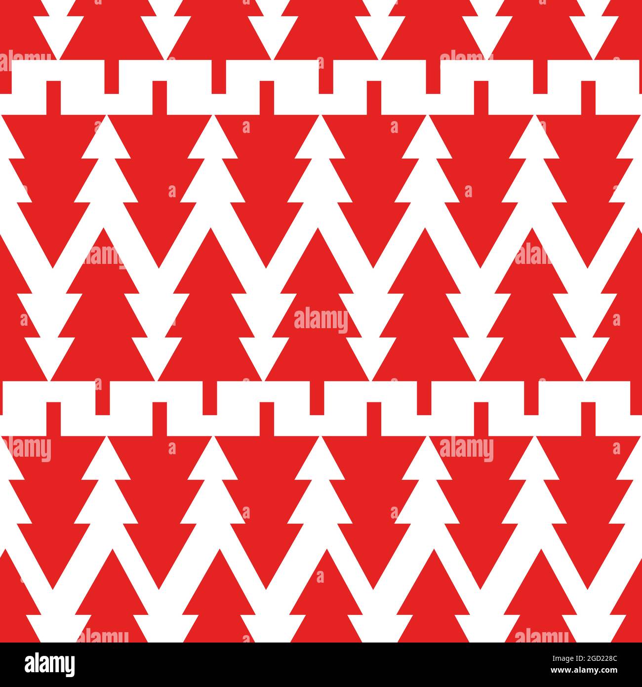 Christmas trees red seamless flat pattern. Vector illustration Stock ...