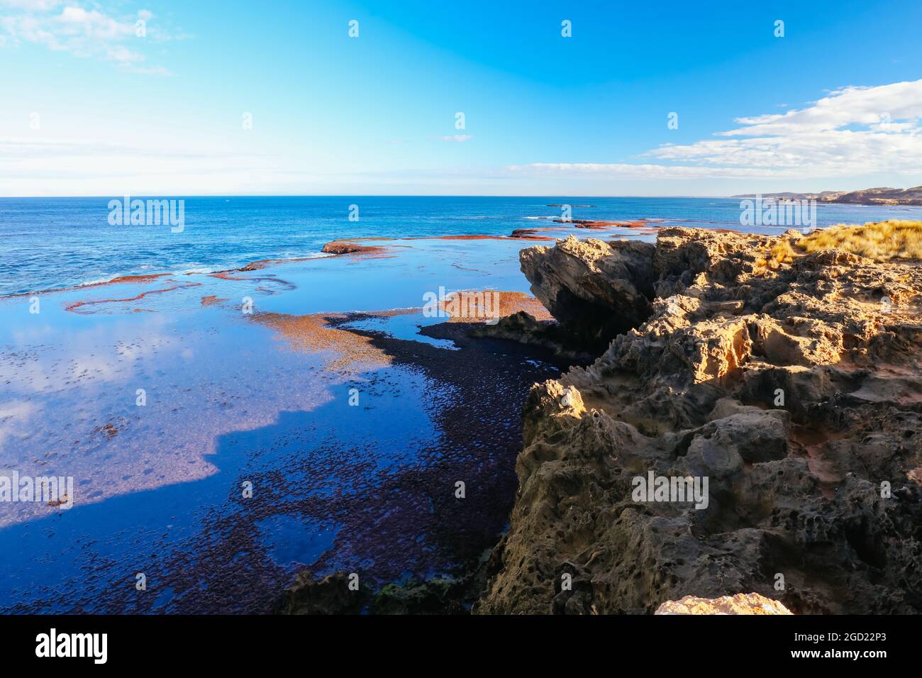 The lesser known Monforts Beach and its rockpool formations on a sunny ...