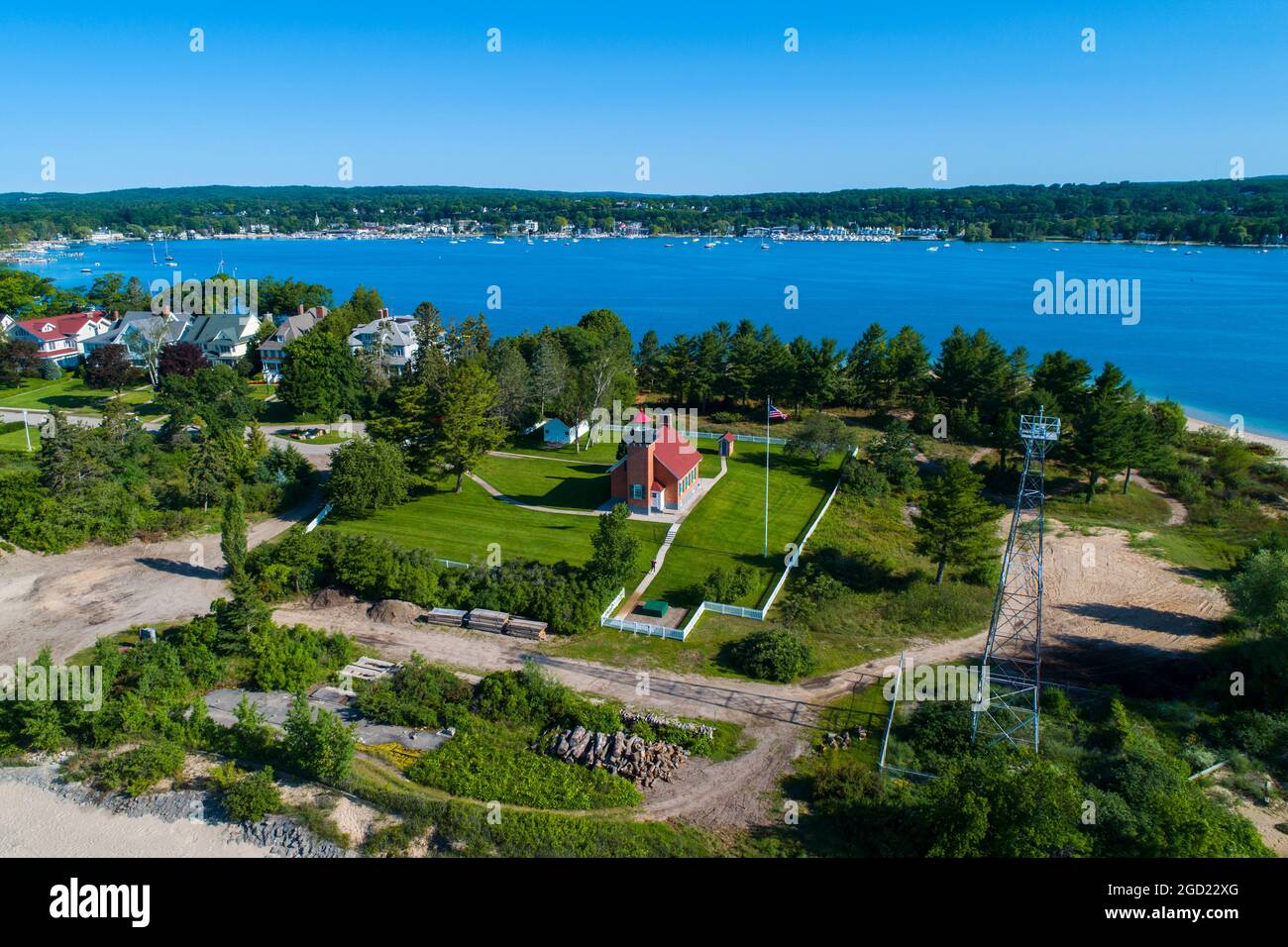 Little Traverse Bay Lighthouse in Harbor Springs Michigan Stock Photo ...