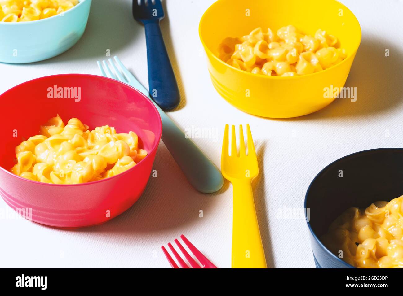 Fun minimalistic kids macaroni and cheese design Stock Photo - Alamy