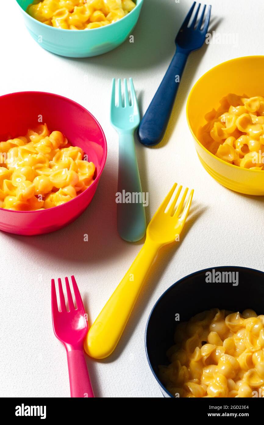 Fun minimalistic kids macaroni and cheese design Stock Photo - Alamy