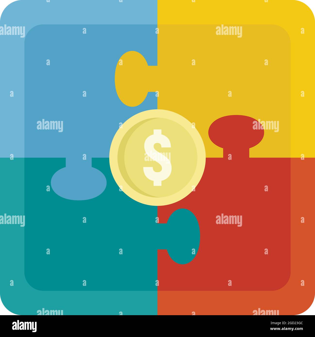 Crowdfunding puzzle icon. Flat illustration of crowdfunding puzzle ...