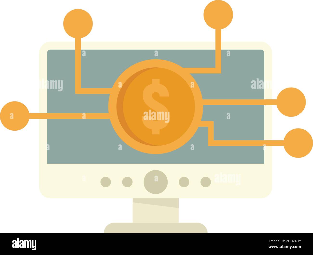 Crowdfunding computer icon. Flat illustration of crowdfunding computer ...