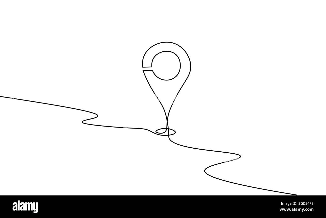 One line map point location business symbol. Continuous lineart icon ...