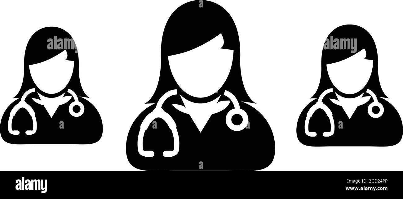 Doctor icon vector group of female physicians person profile avatar for ...
