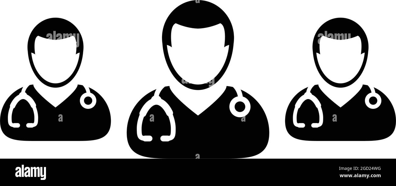 Physician icon vector group of male doctors person profile avatar for ...