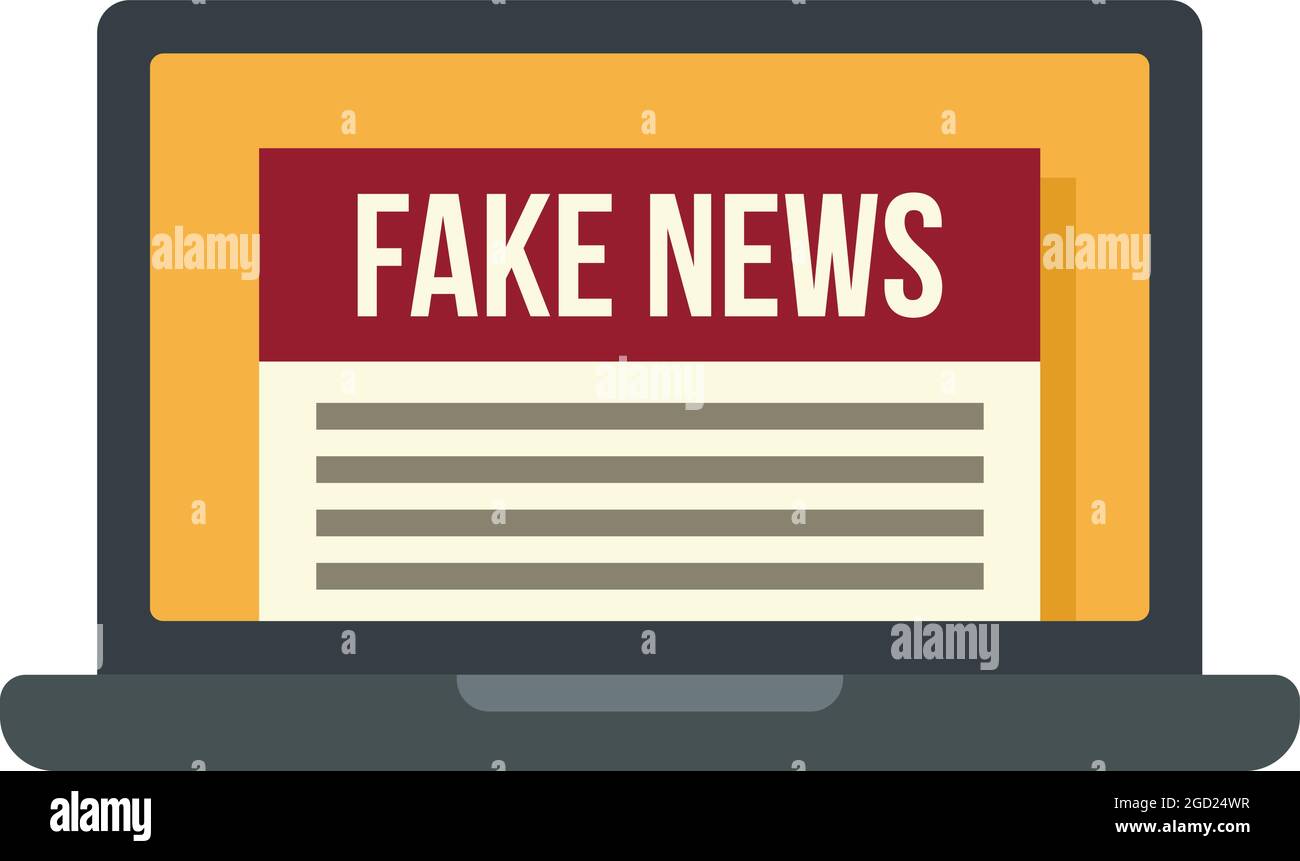 Laptop fake news icon. Flat illustration of laptop fake news vector ...