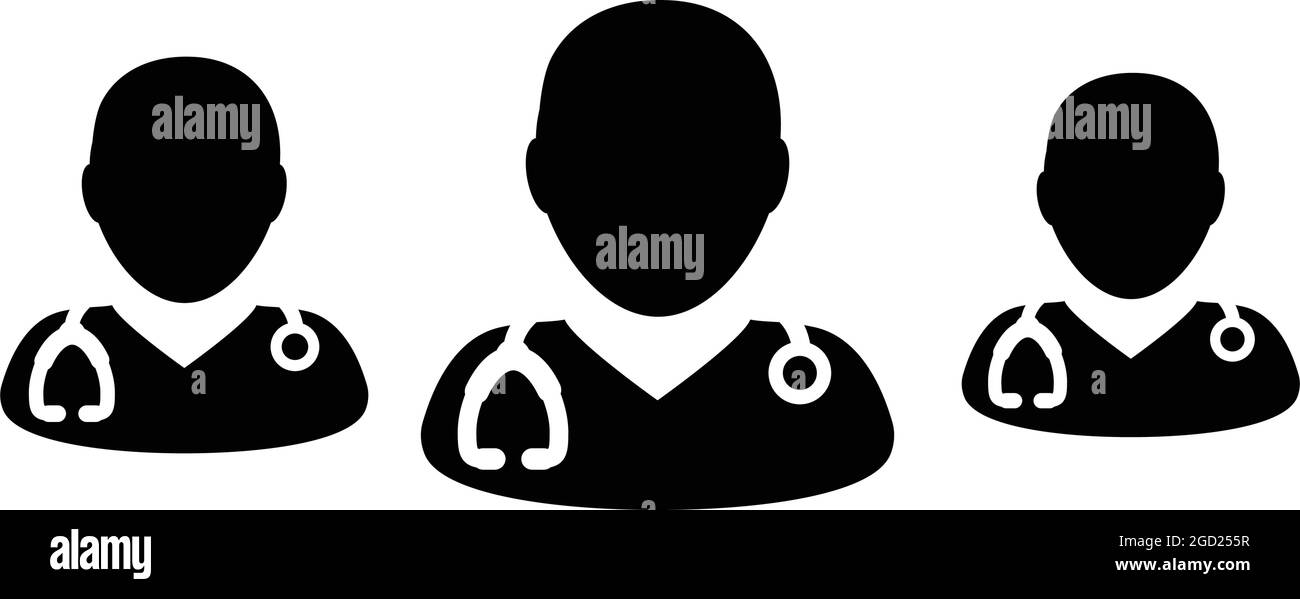 Doctor Icon - Group of Male Physicians With Stethoscope Glyph Pictogram ...