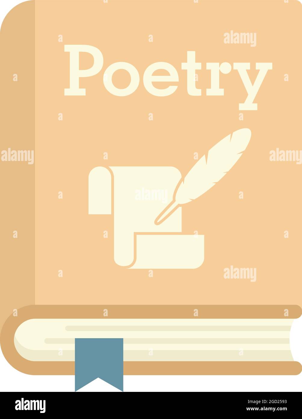 Literary poetry book icon. Flat illustration of literary poetry book ...