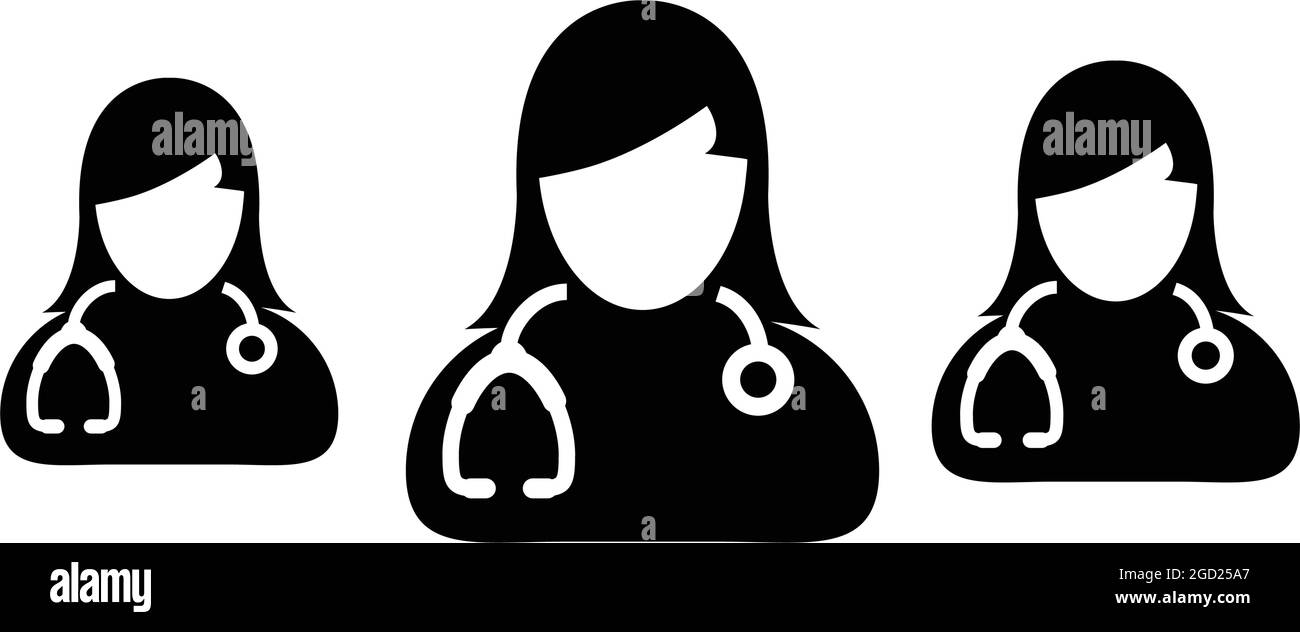 Hospital icon vector group of female doctors person profile avatar for ...