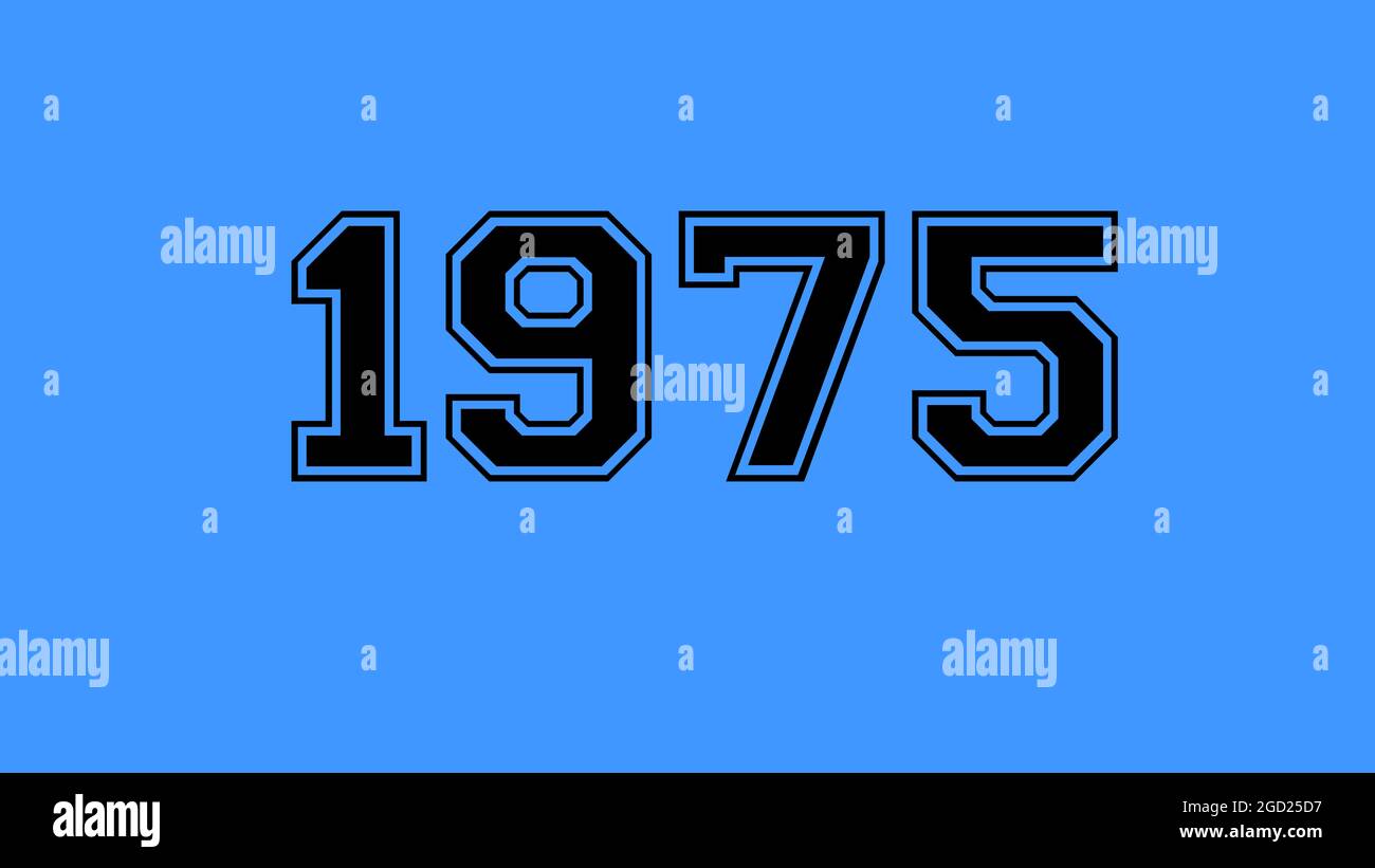 1975 number black lettering blue background Stock Photo - Alamy