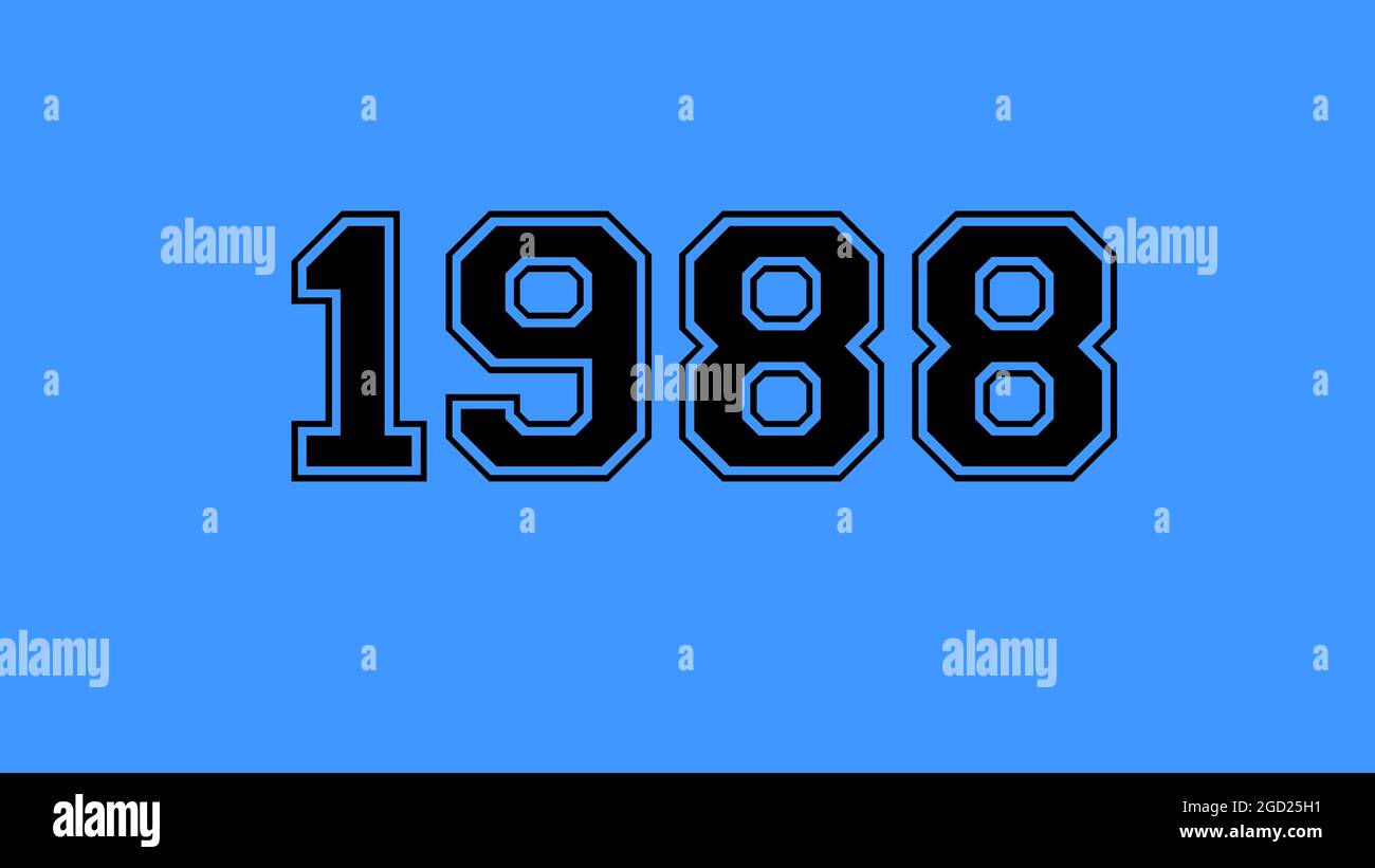 1988 number black lettering blue background Stock Photo - Alamy