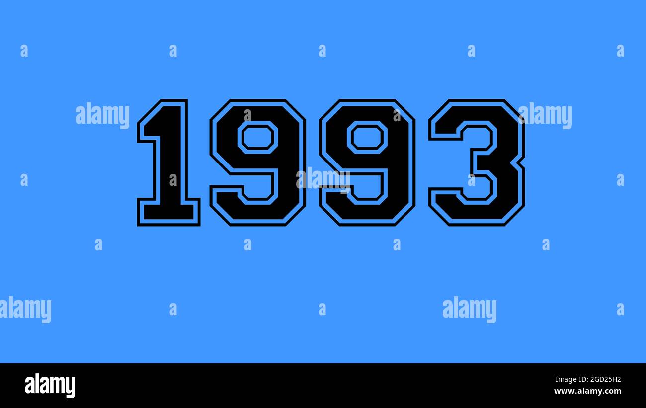1993 number black lettering blue background Stock Photo - Alamy