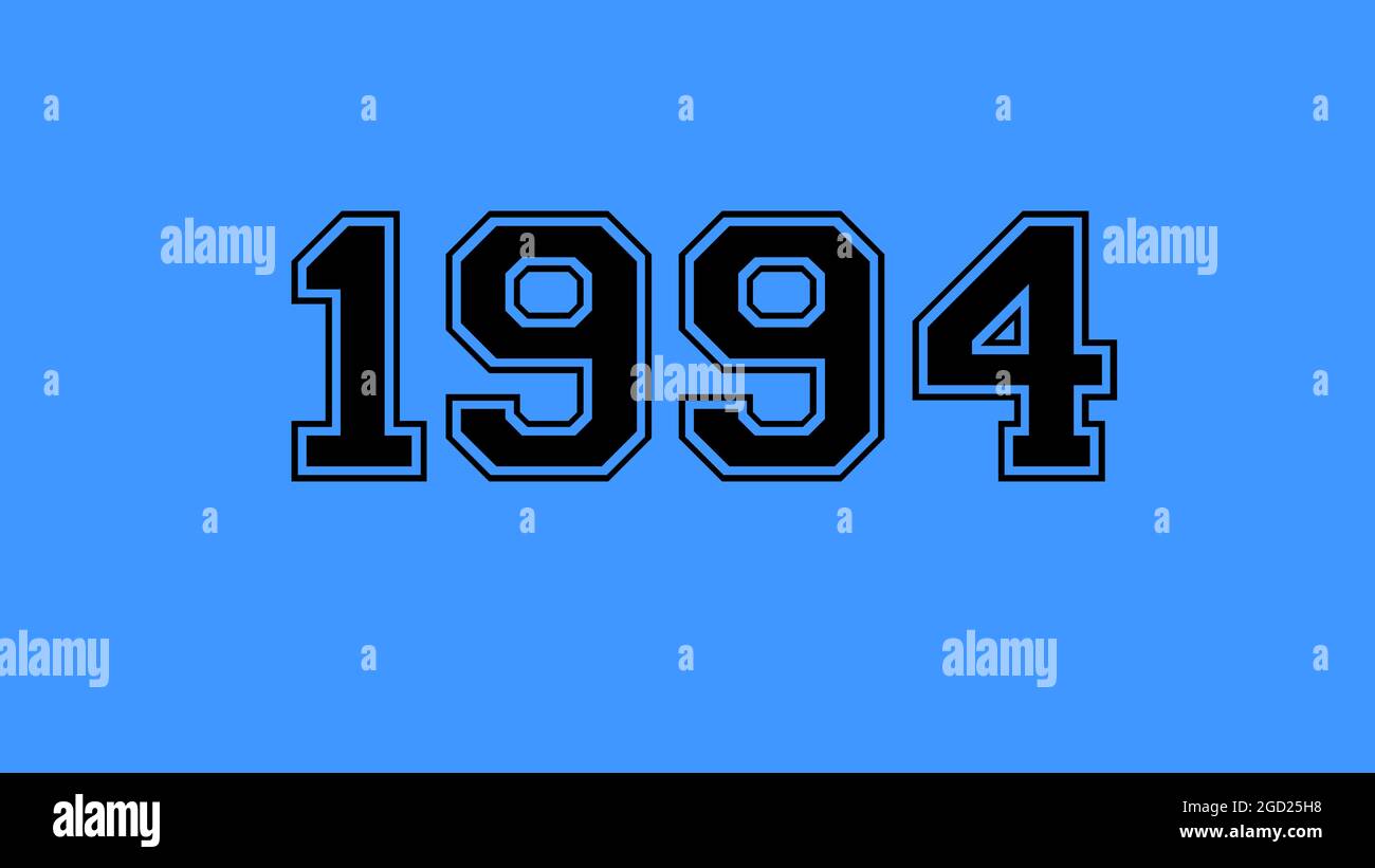 1994 number black lettering blue background Stock Photo - Alamy