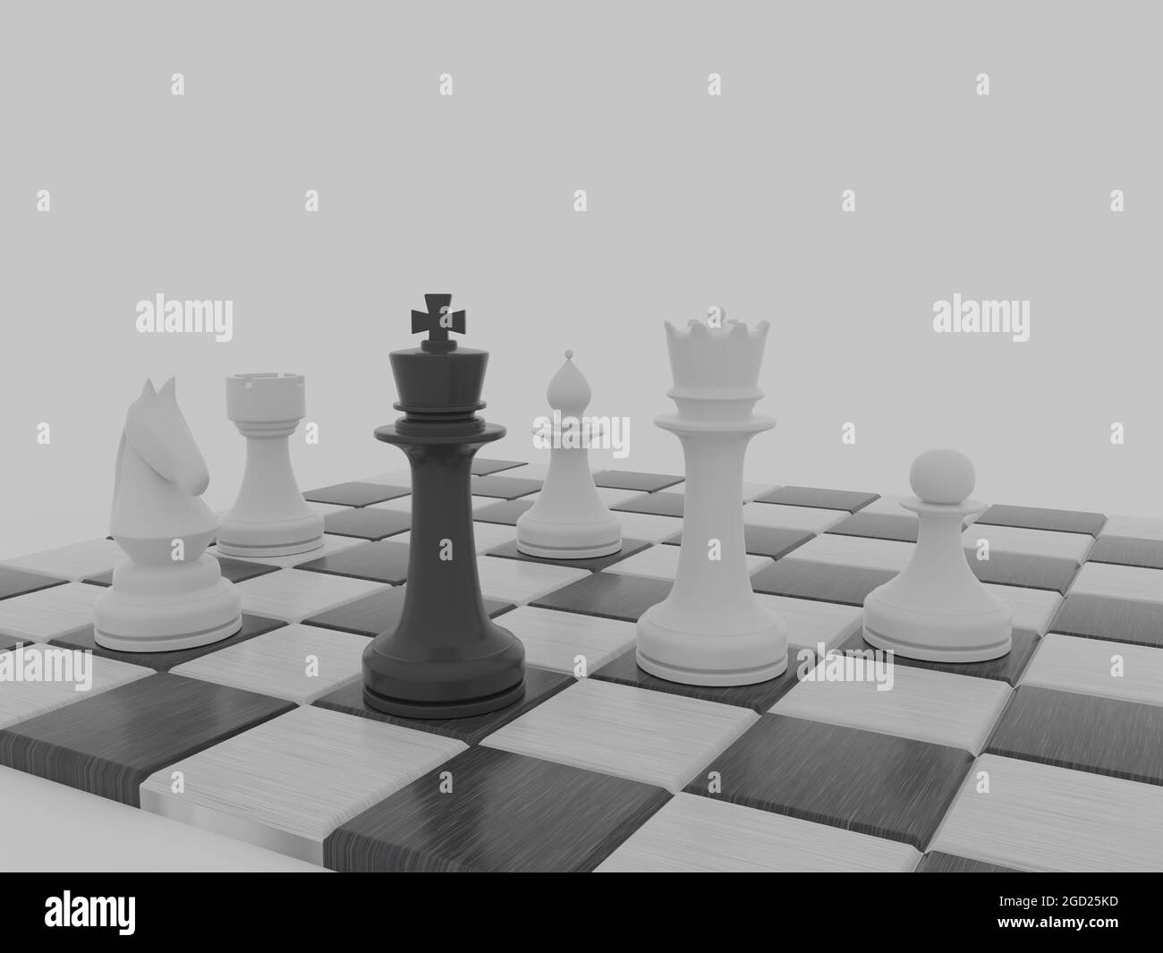 3D render of chess pieces on a board isolated on white background Stock ...