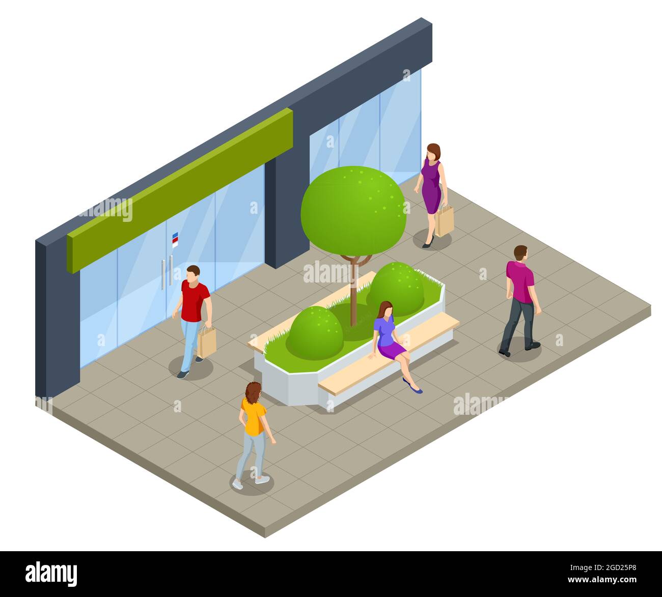 Isometric eco modern street bench vector for web design isolated on ...