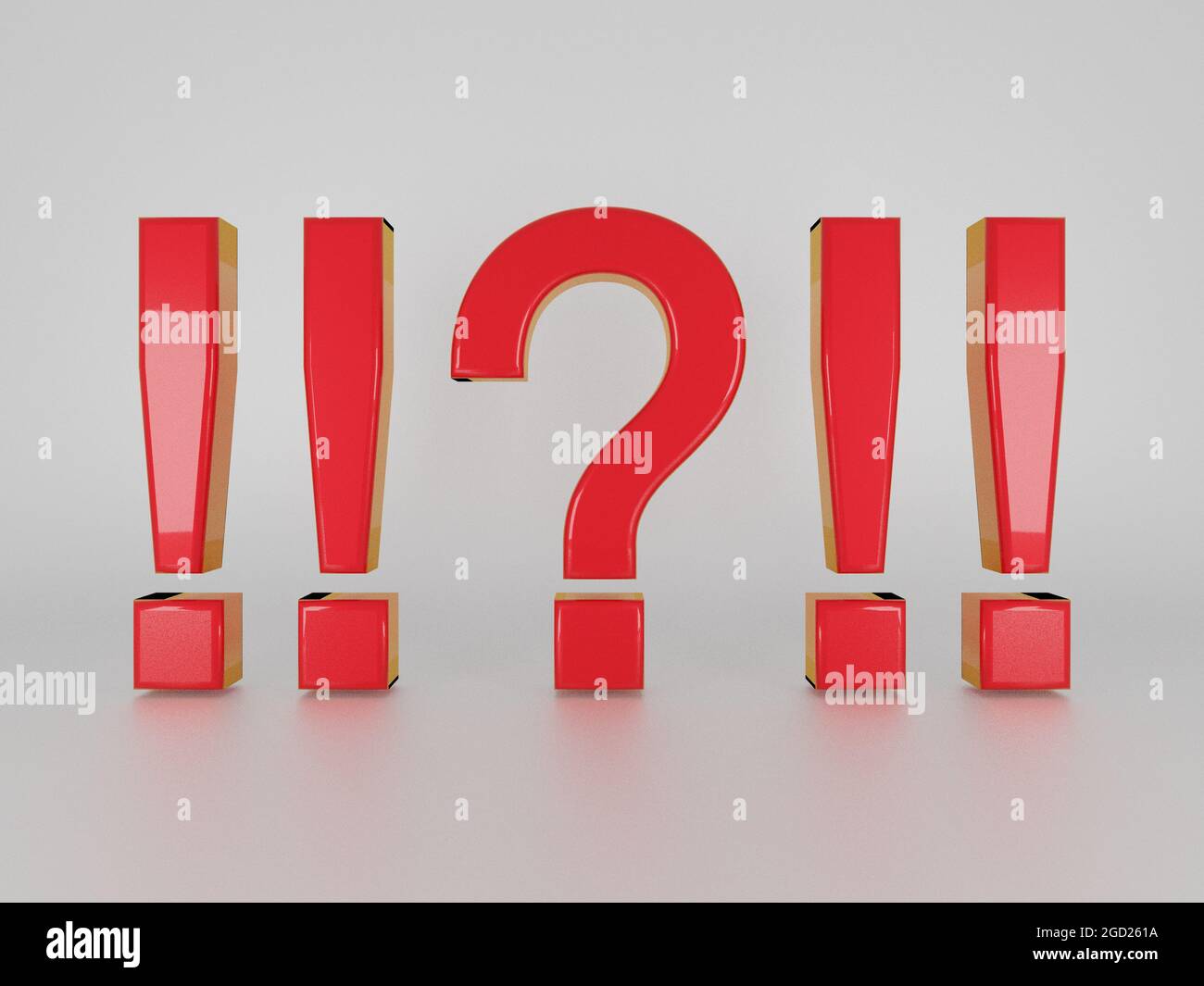 3D render of multiple red exclamation and question marks isolated on ...